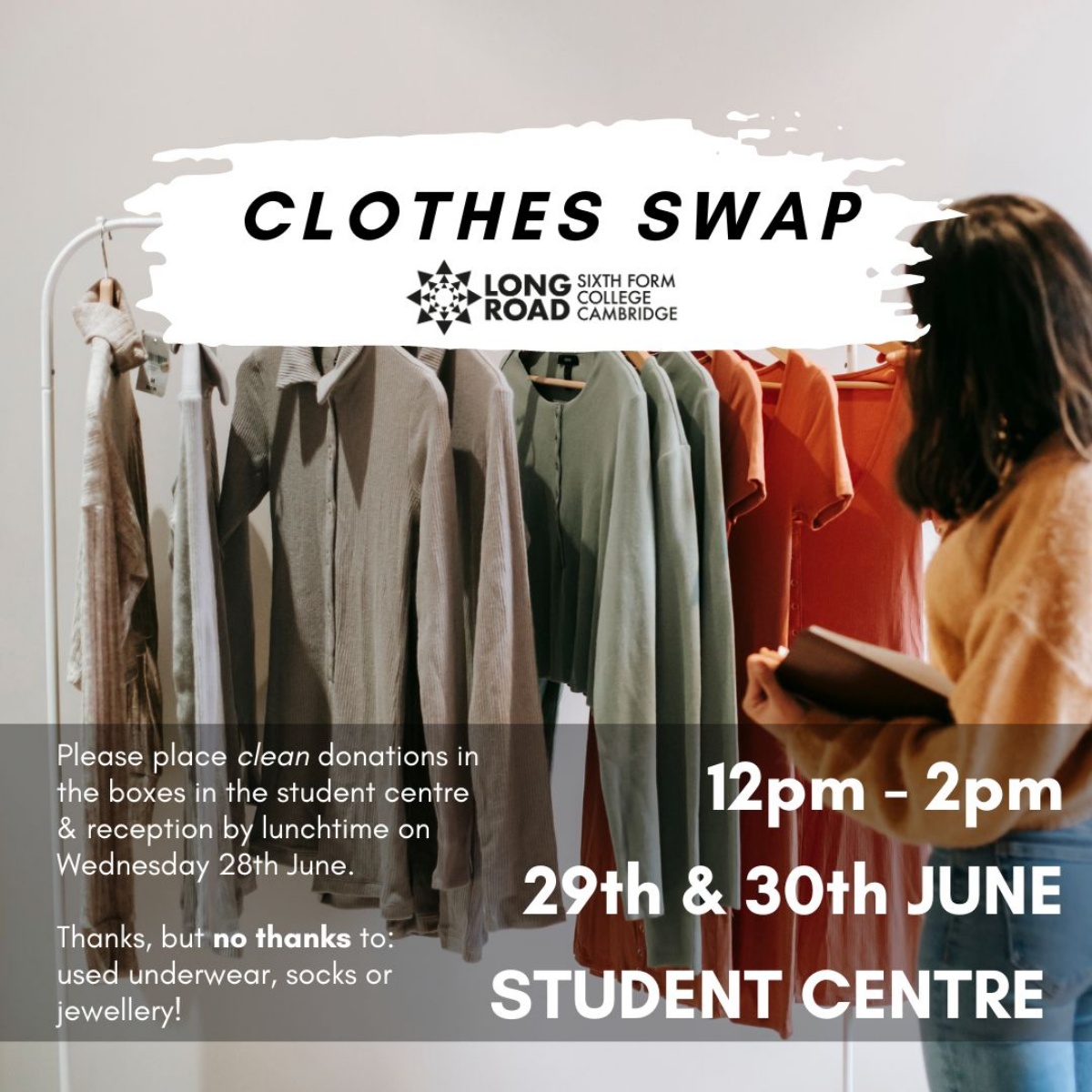 Long Road Sixth Form College - Long Road Clothes Swap